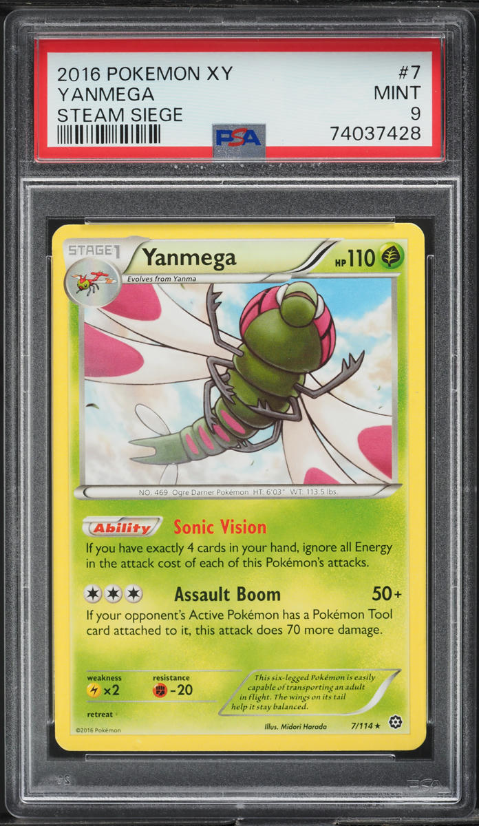 2016 POKEMON XY STEAM SIEGE YANMEGA #7 PSA 9 MINT – lowpopping