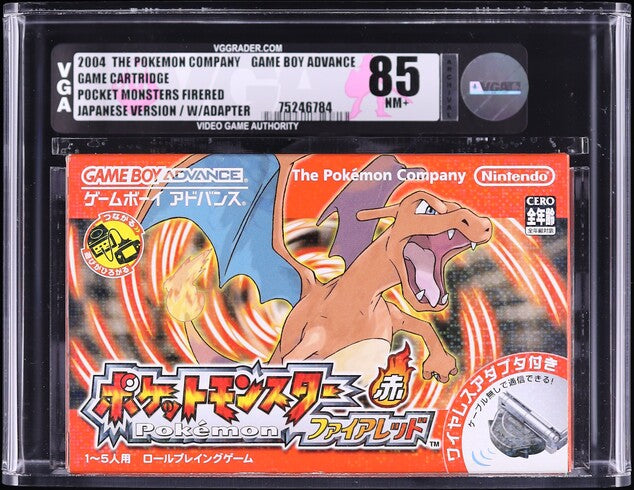 2004 POKEMON FIRE RED JAPANESE W/ADAPTOR NINTENDO GAME BOY ADVANCE GBA ...