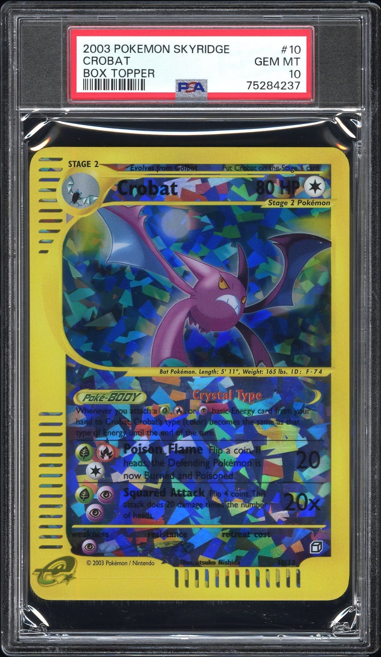 2003 POKEMON SKYRIDGE BOX TOPPER CROBAT #10 PSA 10 GEM MINT – lowpopping