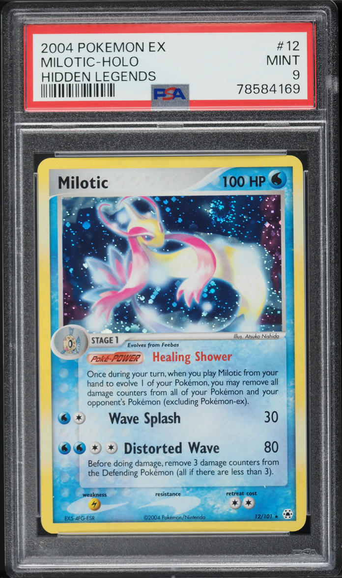 2004 POKEMON EX HIDDEN LEGENDS HOLO MILOTIC #12 PSA 9 MINT – lowpopping