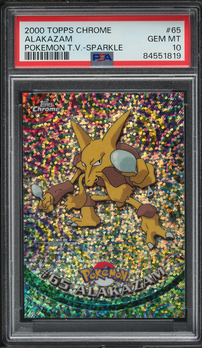 2000 TOPPS CHROME POKEMON SERIES 1 SPARKLE ALAKAZAM #65 PSA 10 GEM MIN – lowpopping