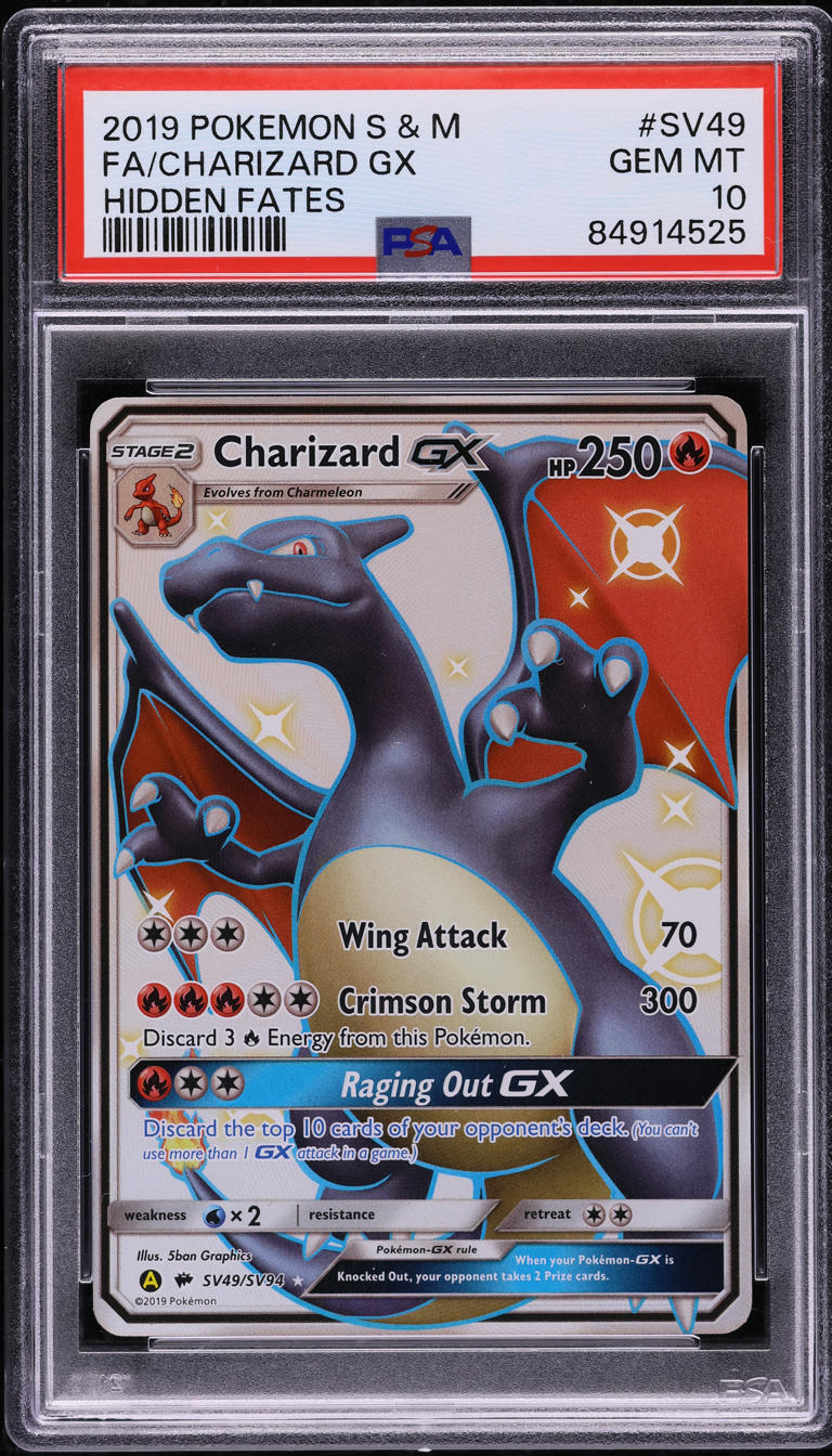 2019 POKEMON SUN & MOON HIDDEN FATES SHINY CHARIZARD GX #SV49 PSA 10 G ...
