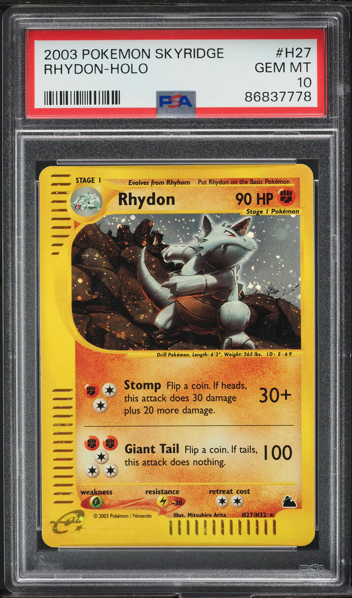 2003 POKEMON SKYRIDGE HOLO RHYDON #H27 PSA 10 GEM MINT – lowpopping