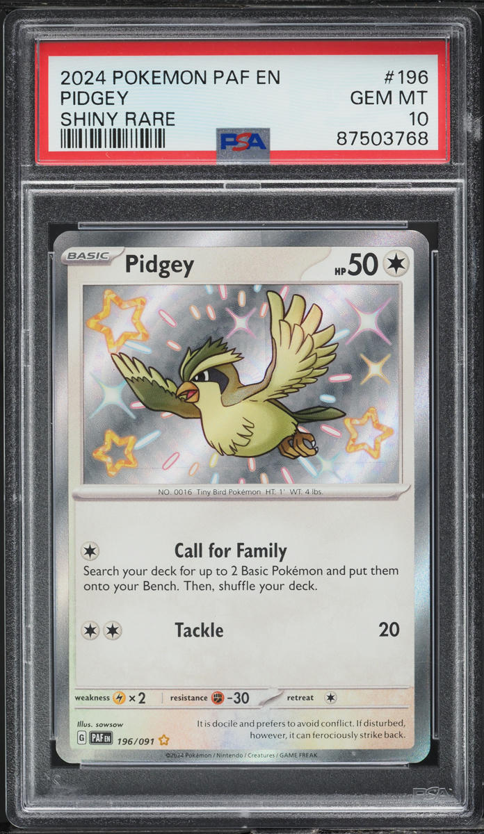 2024 POKEMON PALDEAN FATES SHINY RARE PIDGEY #196 PSA 10 GEM MINT ...