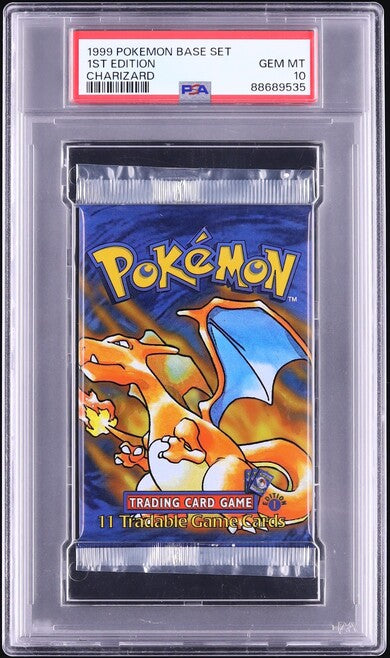 1999 POKEMON BASE SET 1ST EDITION CHARIZARD BOOSTER PACK PSA 10 ...