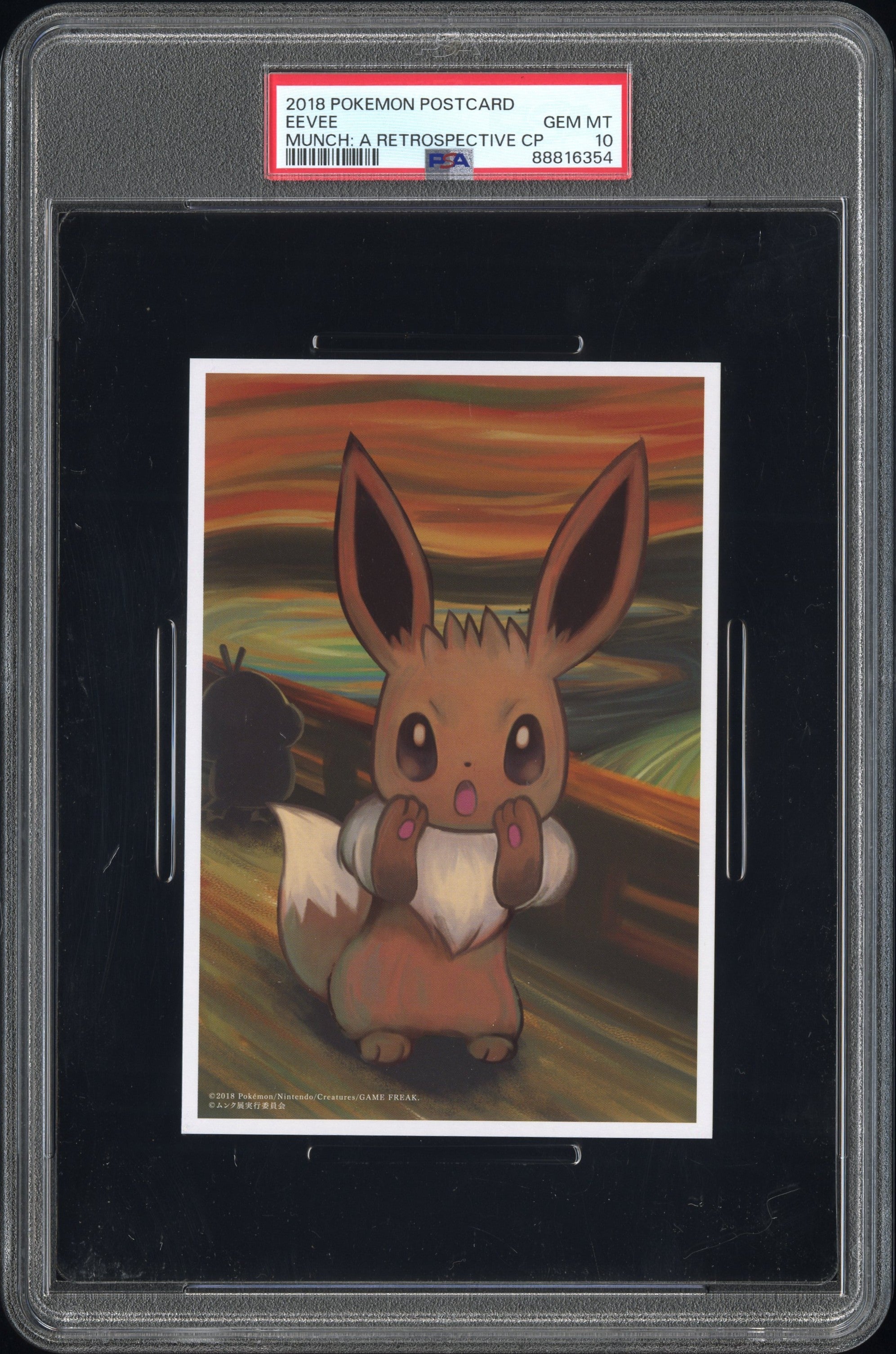 2018 POKEMON JAPANESE MUNCH A RETROSPECTIVE SCREAM EEVEE POSTCARD PSA ...