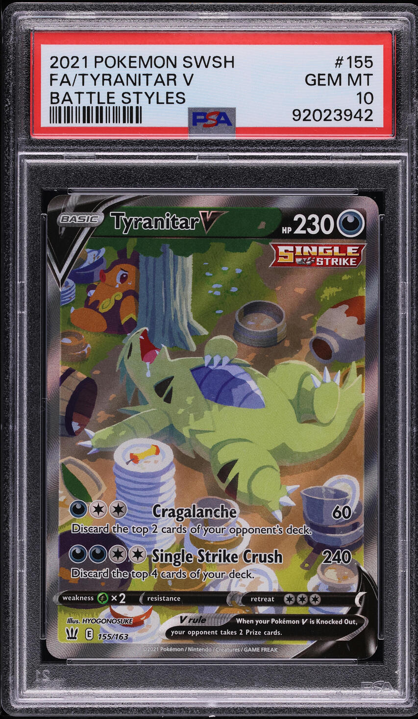 2021 POKEMON SWORD & SHIELD SWSH BATTLE STYLES TYRANITAR V #155 PSA 10 – lowpopping
