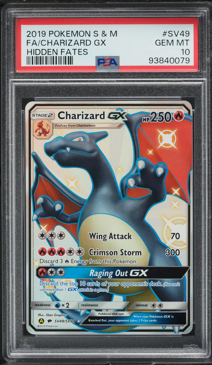 2019 POKEMON SUN & MOON HIDDEN FATES SHINY CHARIZARD GX #SV49 PSA 10 G ...