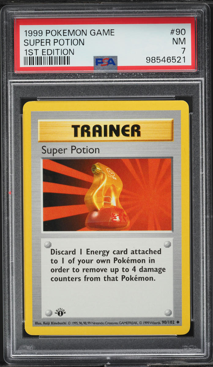 1999 POKEMON BASE SET SHADOWLESS 1ST EDITION SUPER POTION #90 PSA 7 NR ...